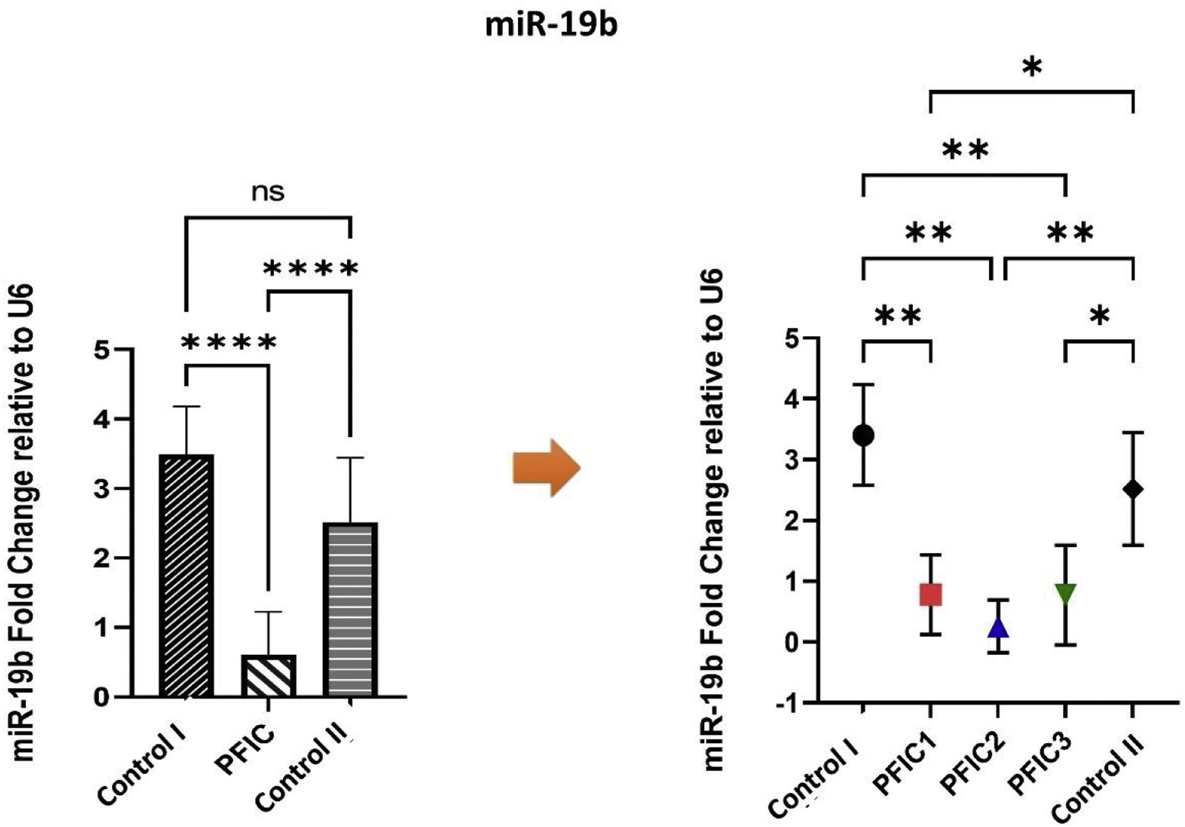 Expression of miR-let7b and miR-19b in progressive familial ...