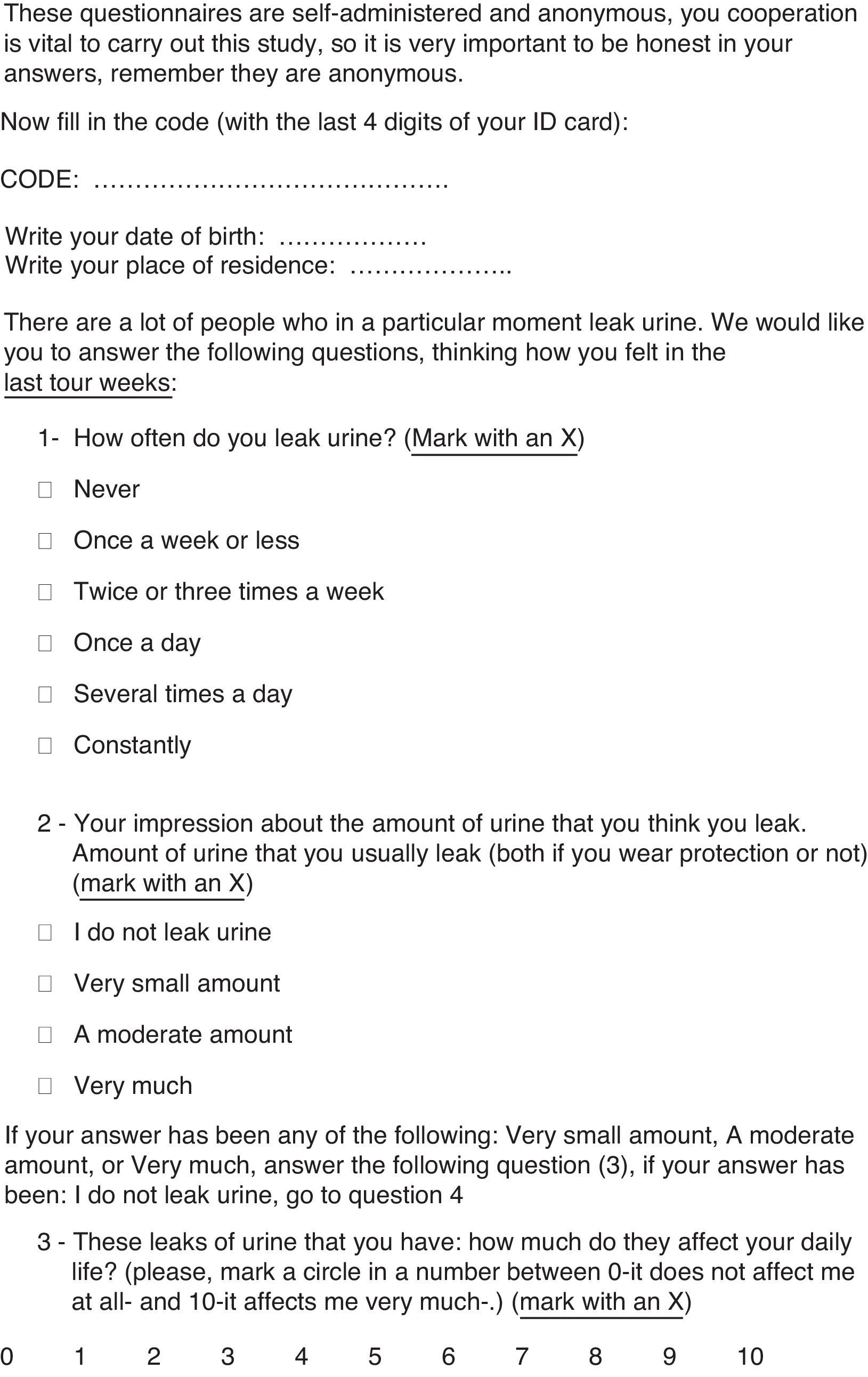 Validation of the Spanish version of the Urogenital Distress Inventory ...