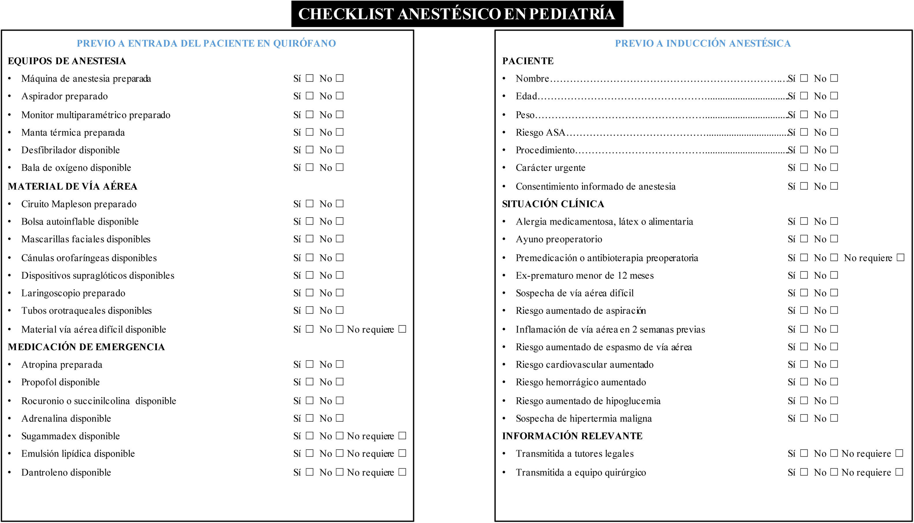«Safety First»: Design of an anesthetic checklist in pediatrics ...