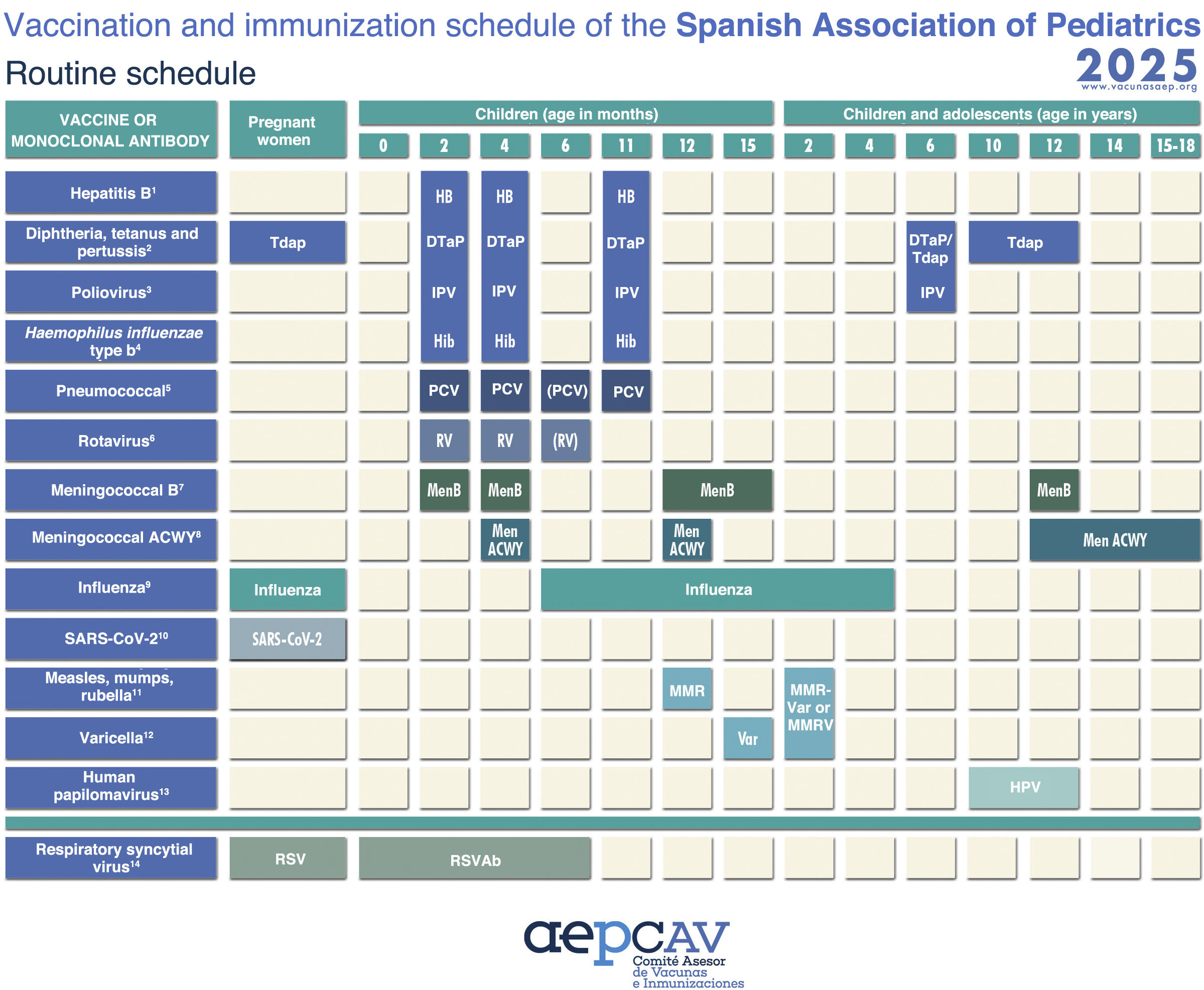 Immunisation schedule of the Pediatric Spanish Association: 2025 ...